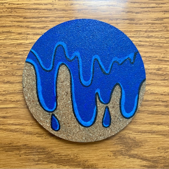 Dining | Multicolor Grime Drip Cork Coasters Lot Of 9 | Poshmark